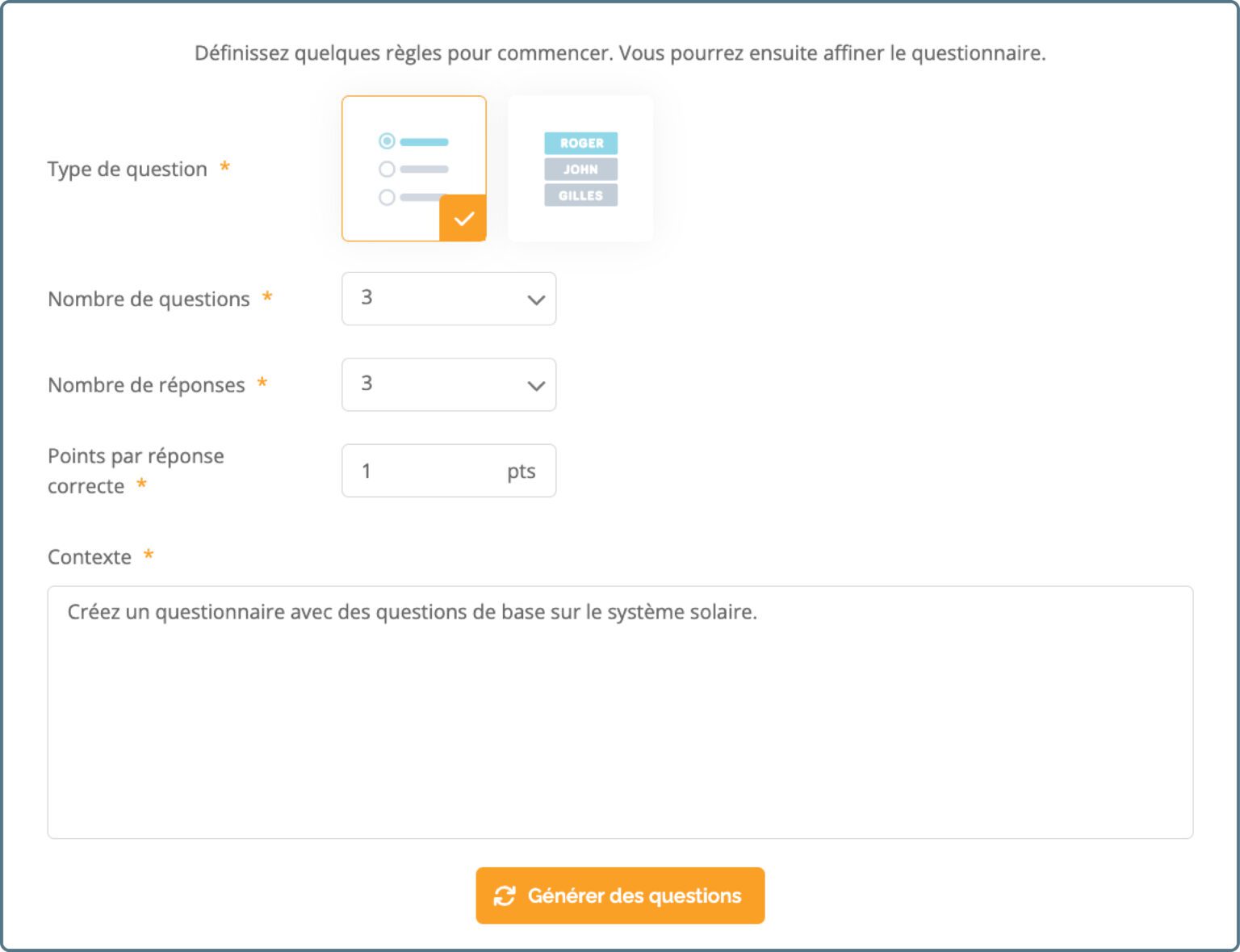 Le générateur de questions IA simplifie la création de quiz Qualifio